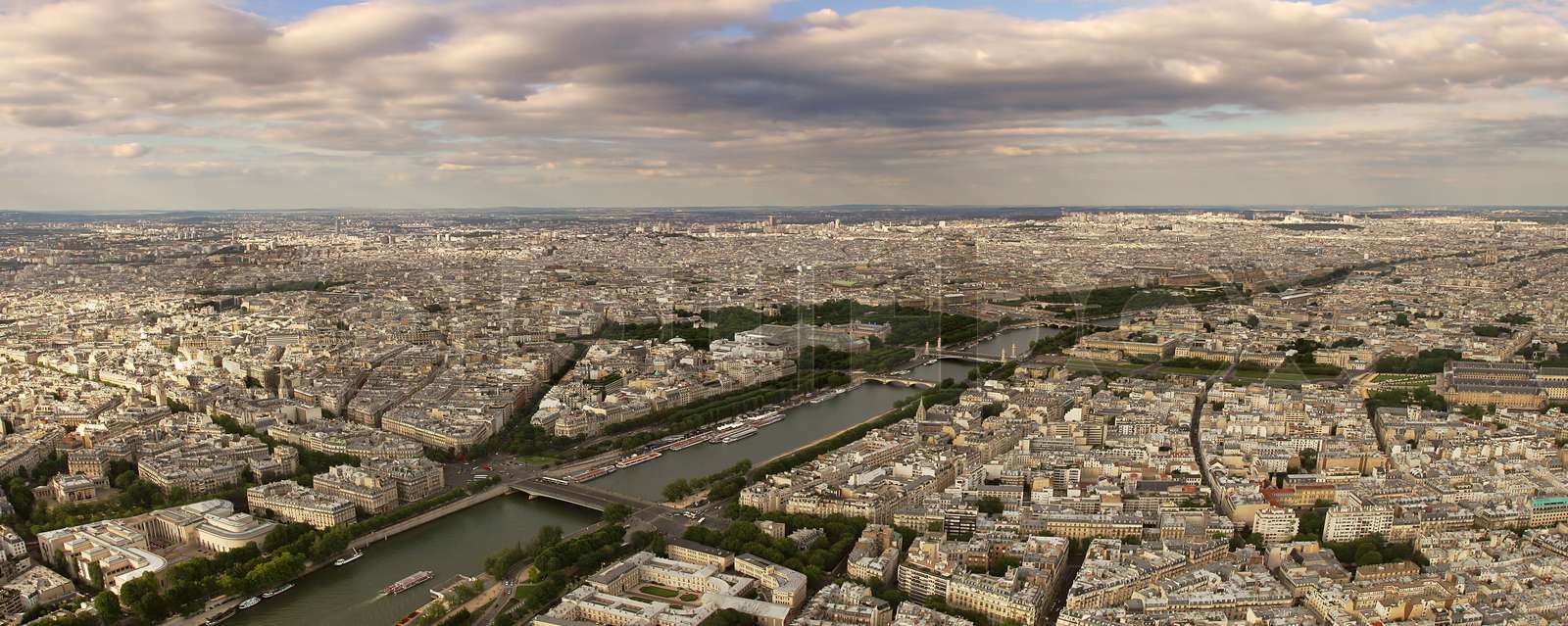 Panoramaudsigt luftfoto om Paris og Seinen set fra Eiffeltårnet | Stock ...