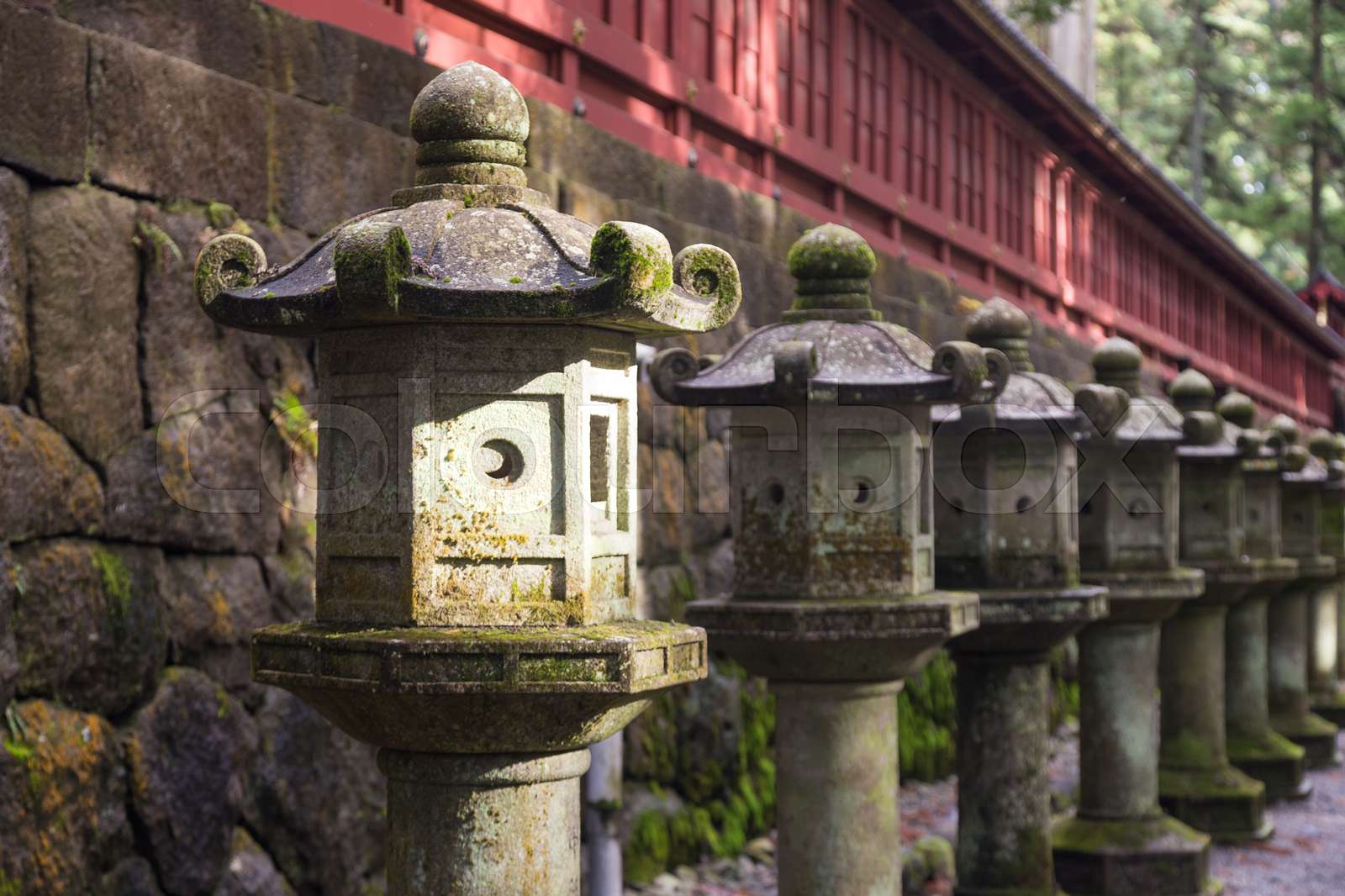 Ancient Japanese stone lanterns | Stock image | Colourbox