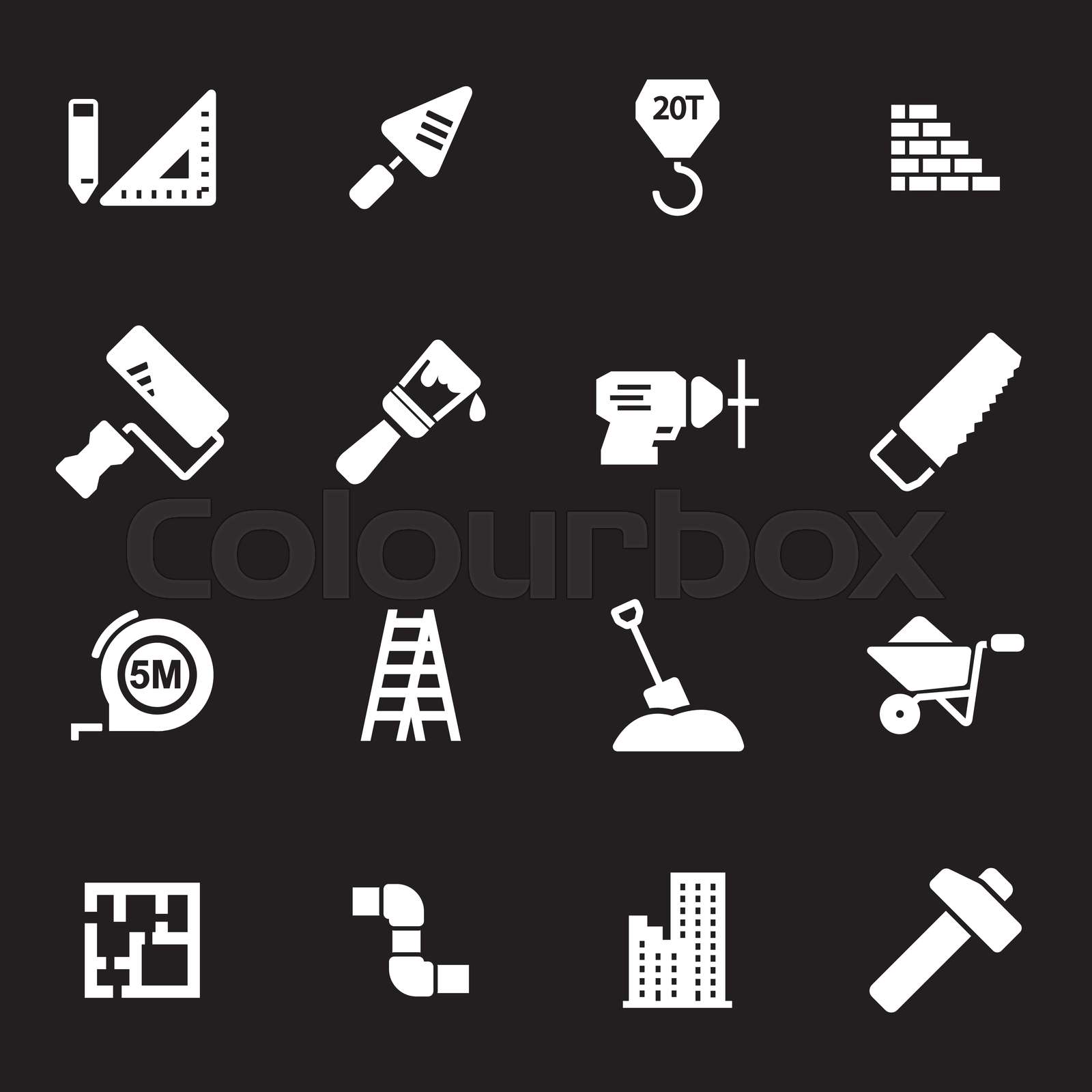 Vector white construction icons set | Stock vector | Colourbox