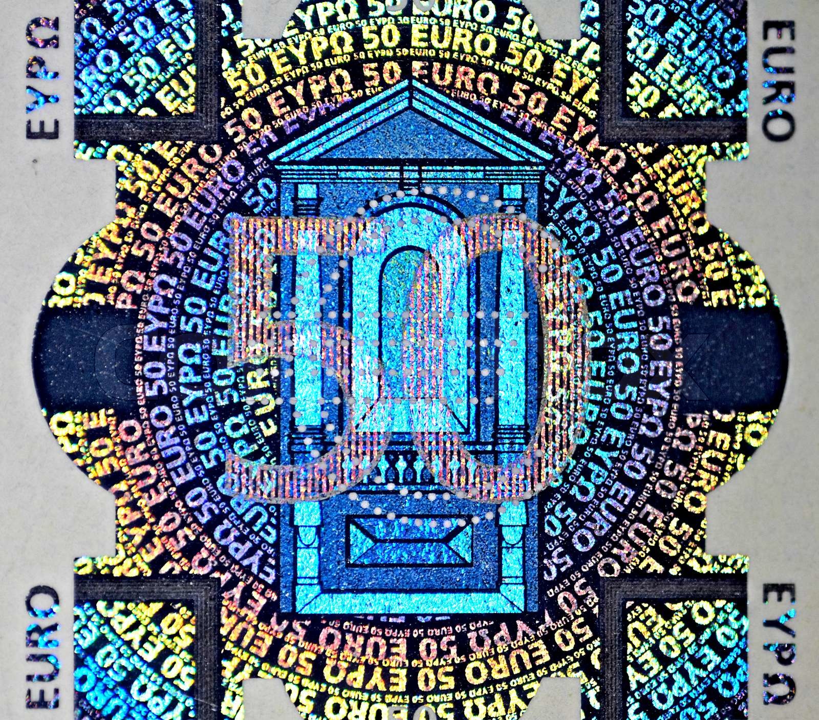 hologram on the fifty Euro banknote | Stock image | Colourbox