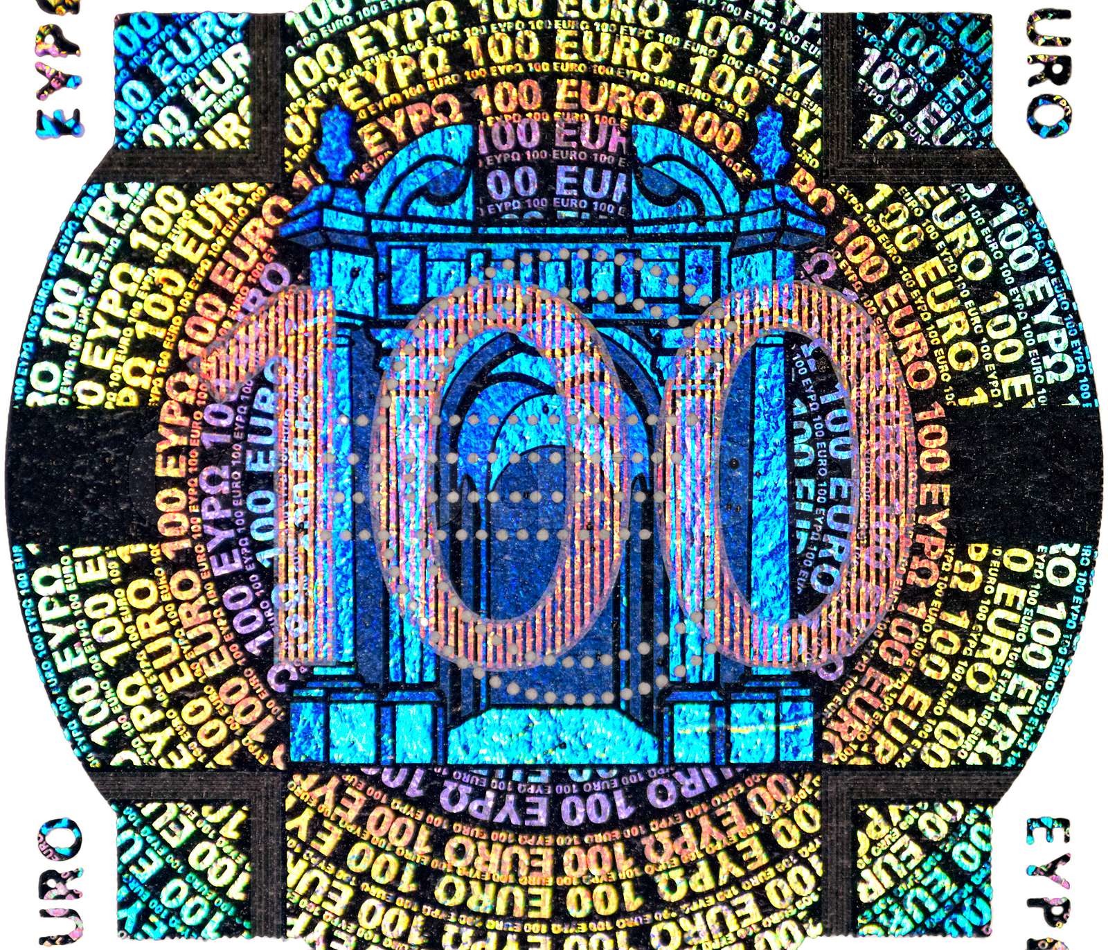 hologram on the one hundred Euro banknote | Stock image | Colourbox