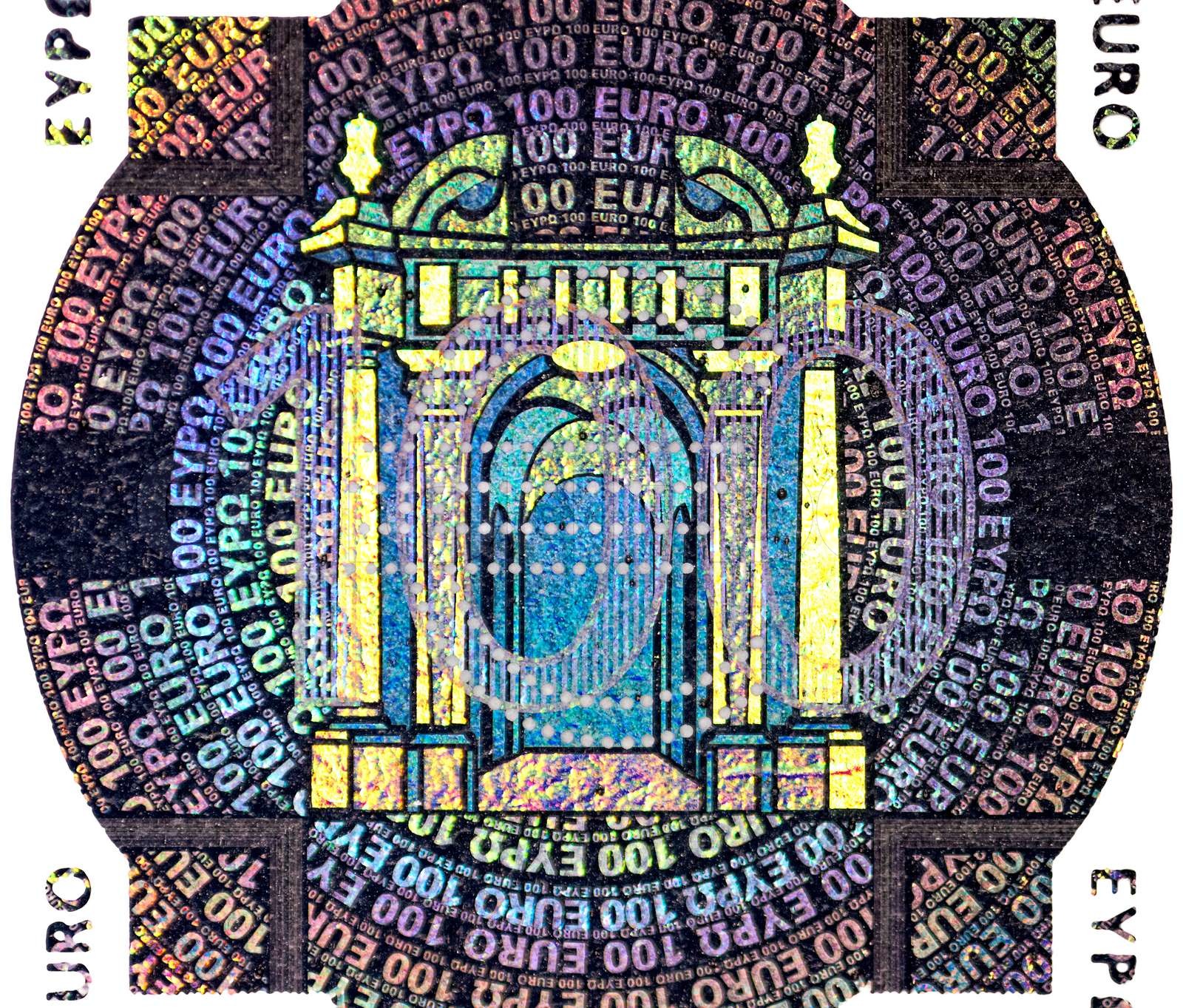 Hologramm auf der hundert -Euro-Banknote | Stock Bild | Colourbox
