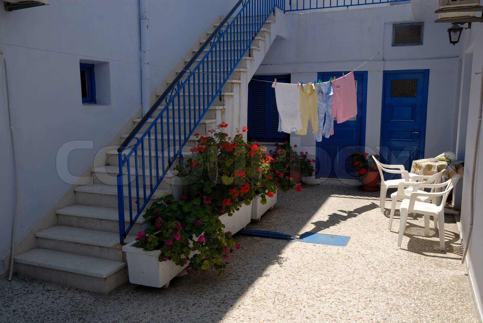 Typical Greek yard. Santorini | Stock image | Colourbox