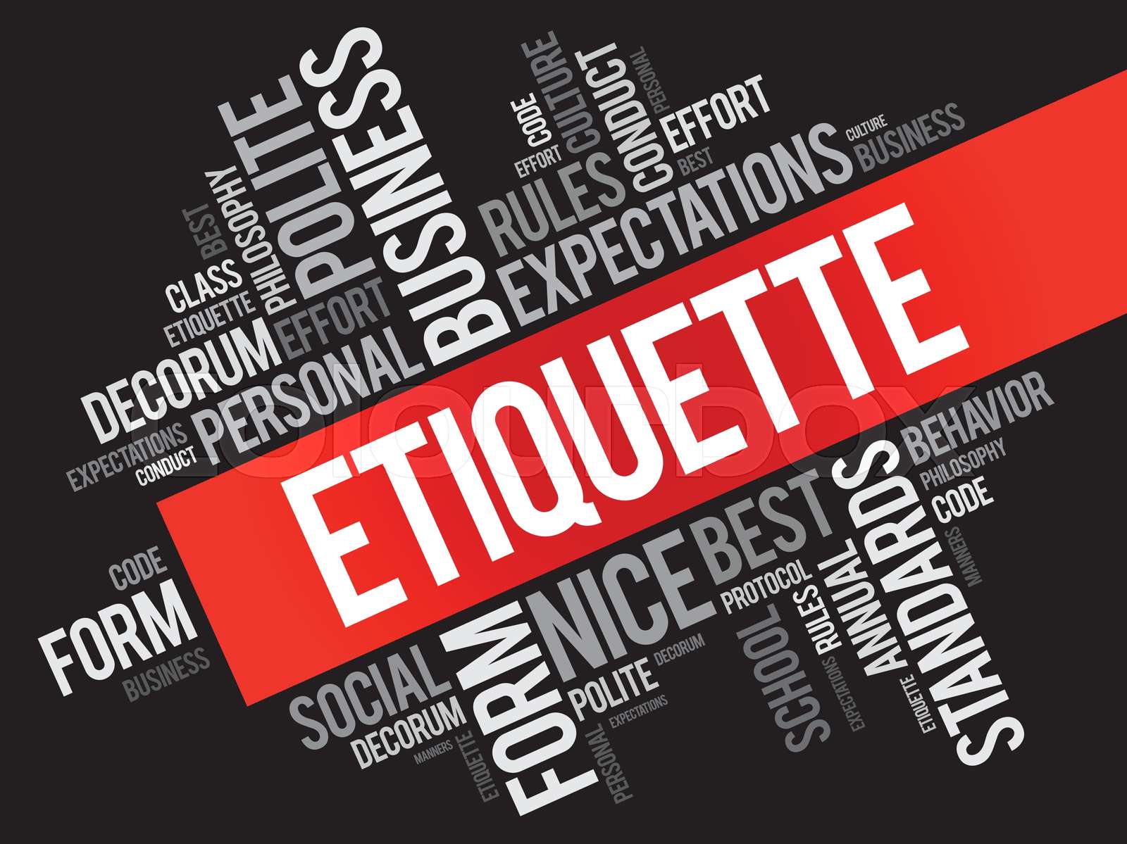 Etiquette word cloud collage | Stock vector | Colourbox