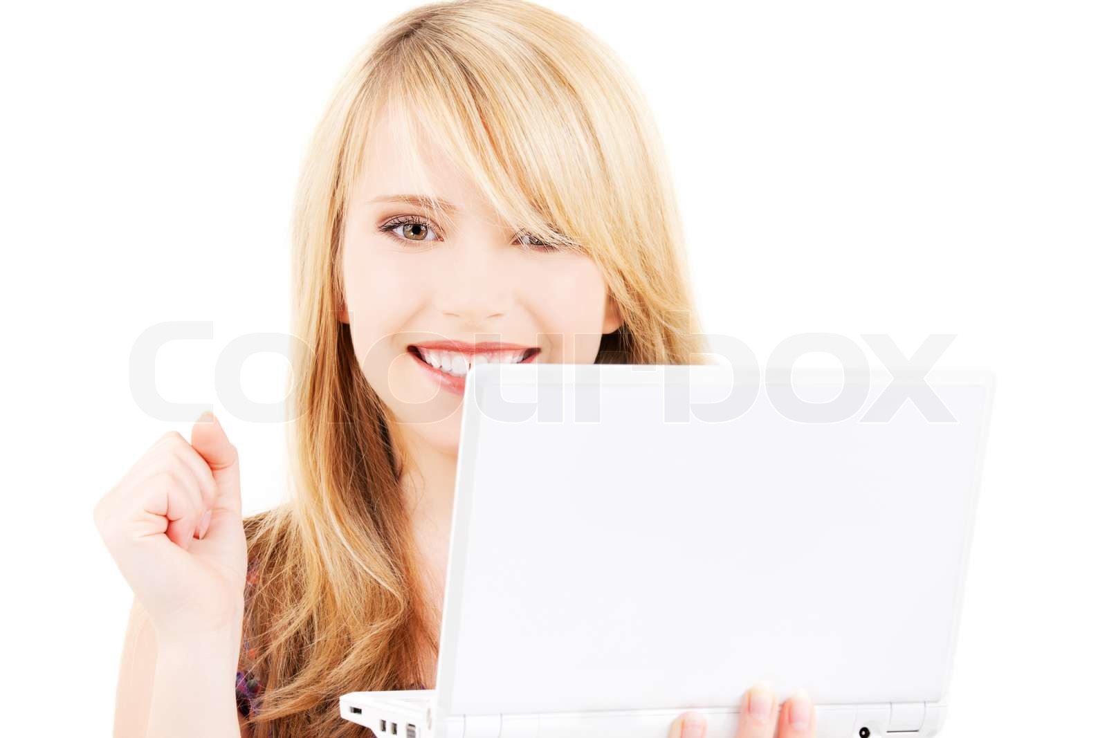 picture of teenage girl with laptop computer | Stock image | Colourbox