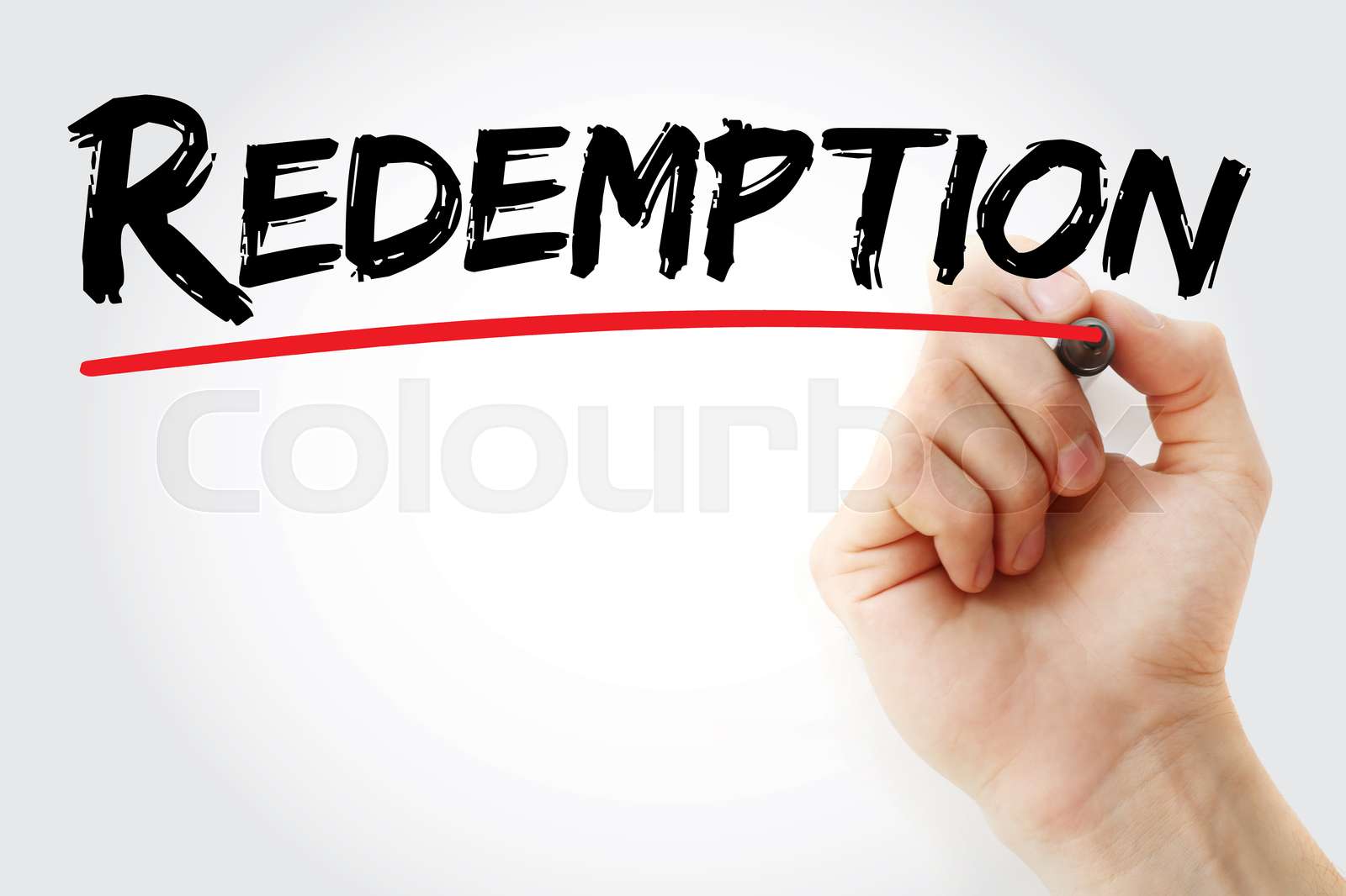 Hand writing Redemption with marker | Stock image | Colourbox