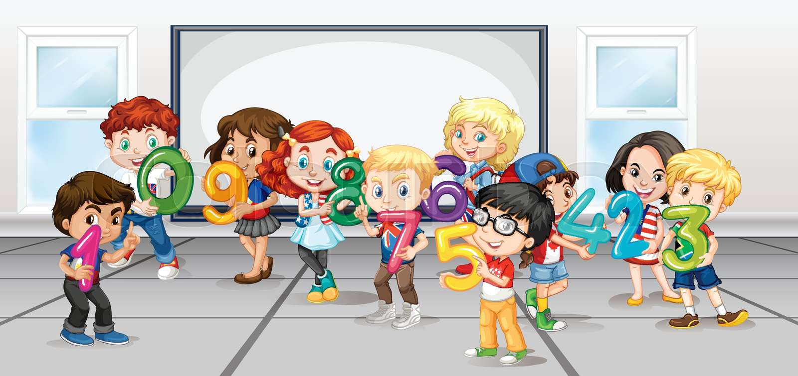 Children counting numbers in room | Stock vector | Colourbox