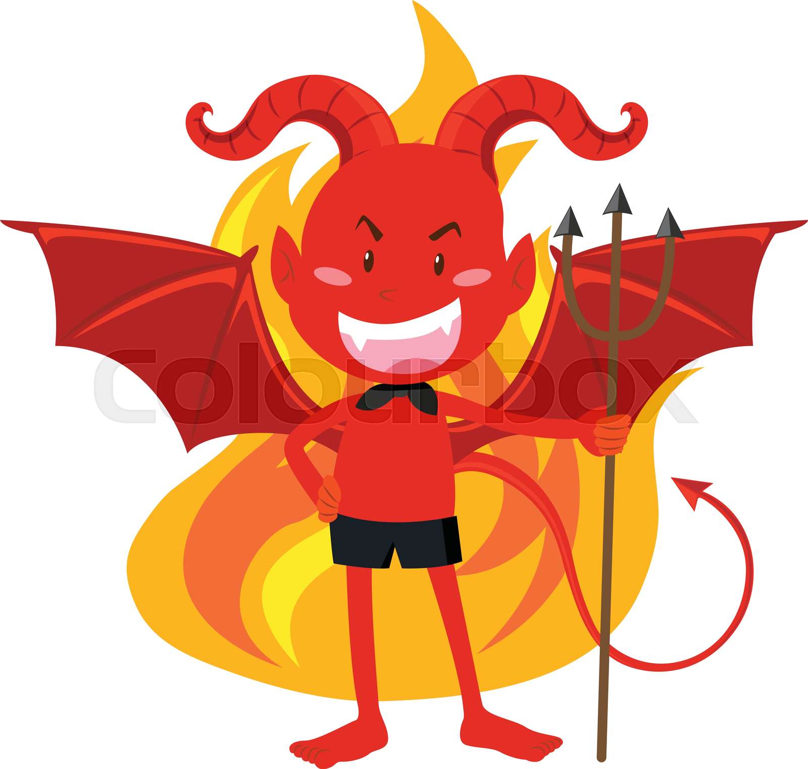 Devil in red on fire | Stock vector | Colourbox
