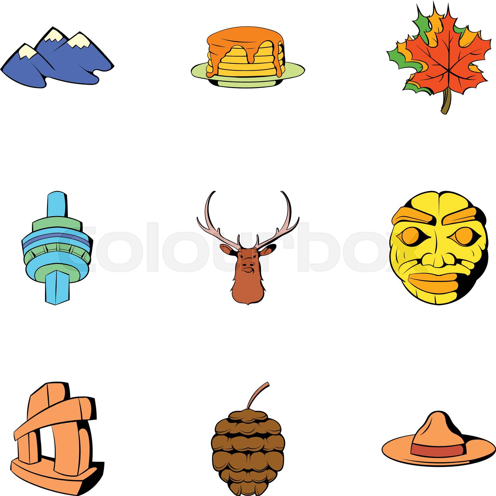 Canada icons set, cartoon style | Stock vector | Colourbox