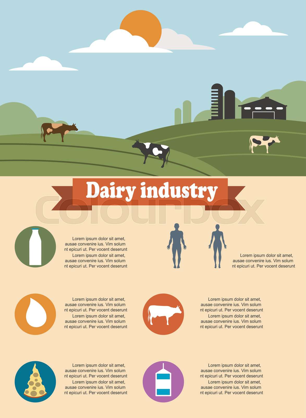Agriculture infographics of dairy industry | Stock vector | Colourbox