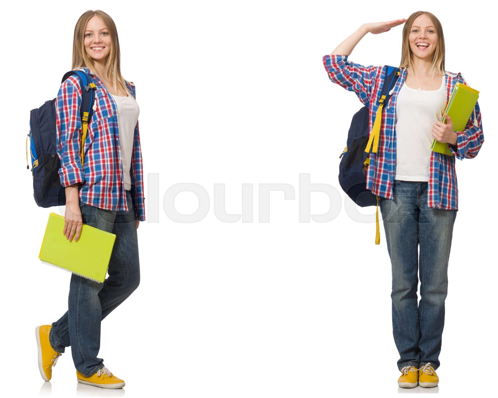 Collage of young female student on white | Stock image | Colourbox