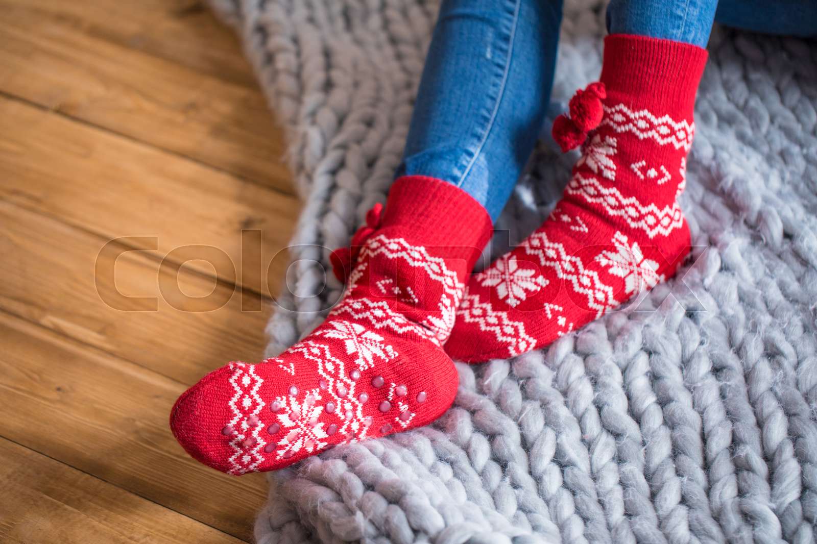 Female feet in socks | Stock image | Colourbox