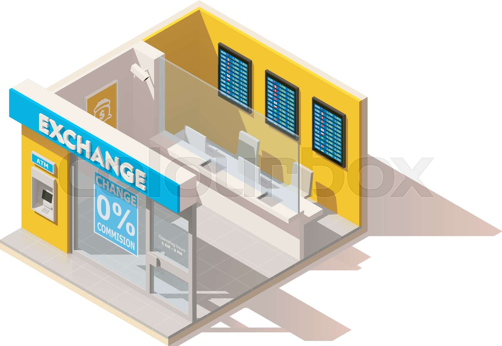 Vector isometric low poly currency exchange | Stock vector | Colourbox