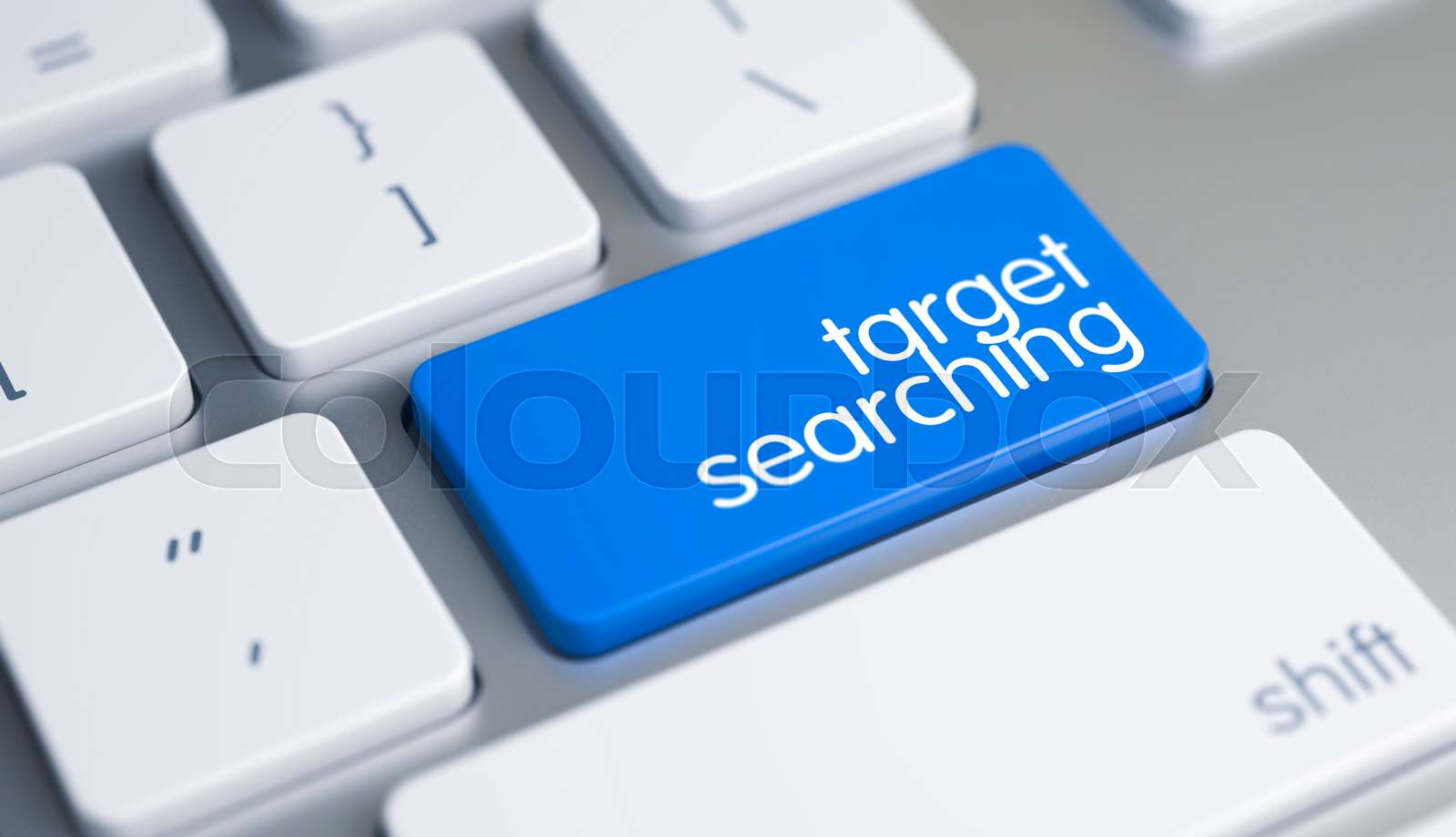 Target Searching - Text on the Blue Keyboard Keypad. 3D. | Stock image ...