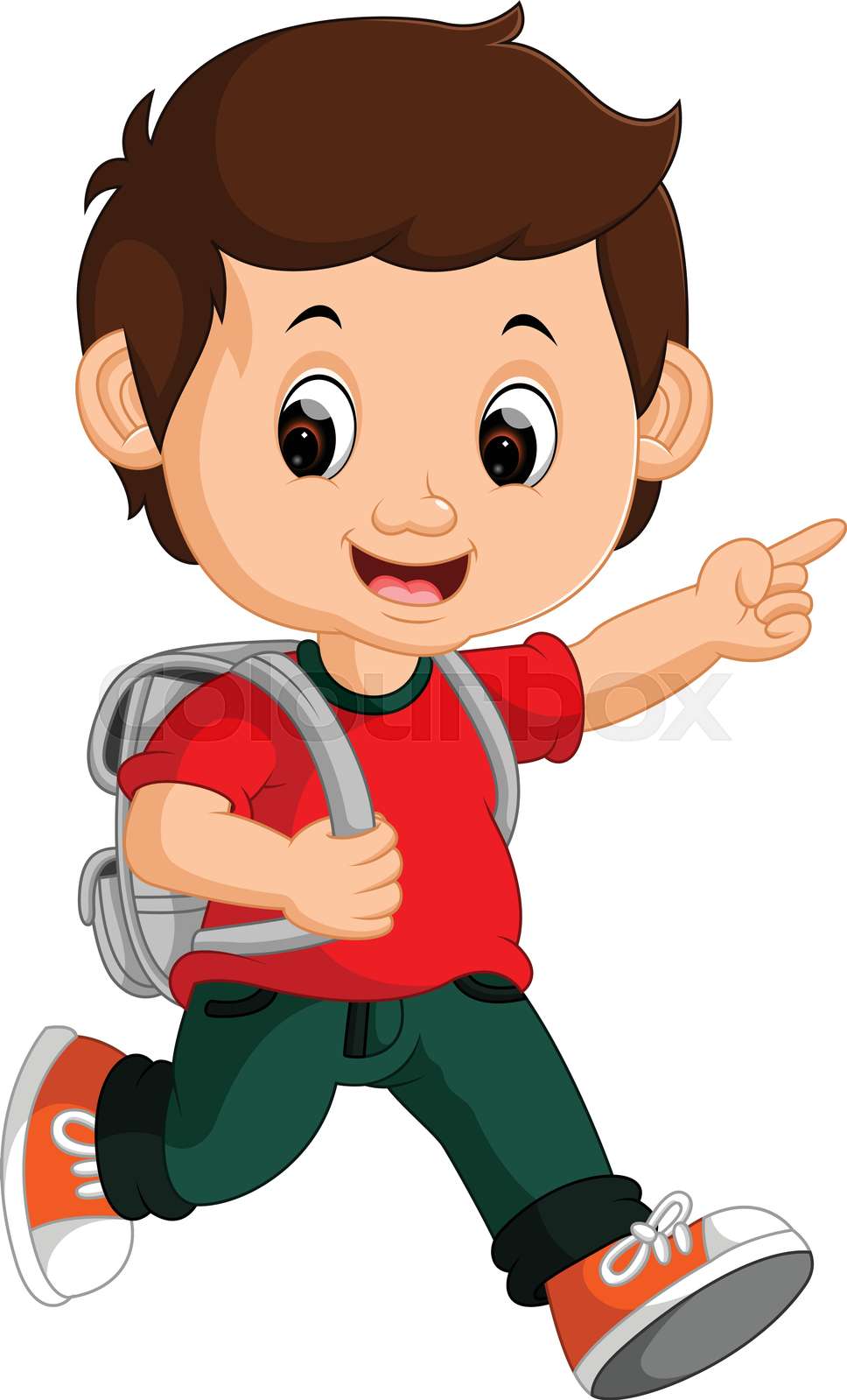 Boy with backpacks cartoon | Stock vector | Colourbox