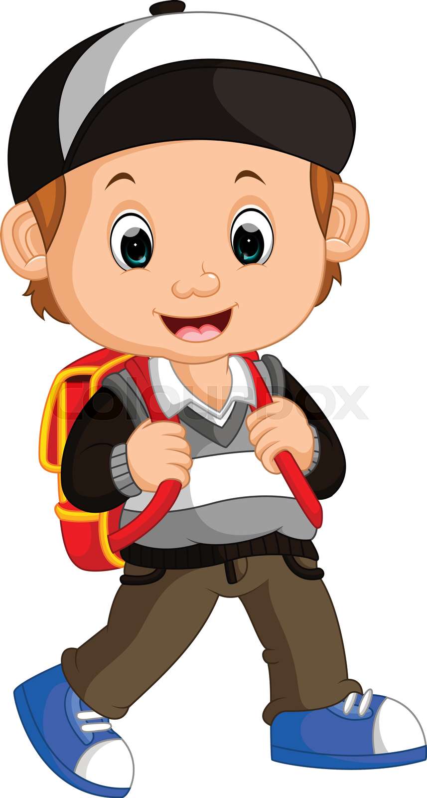 Boy with backpacks cartoon | Stock vector | Colourbox