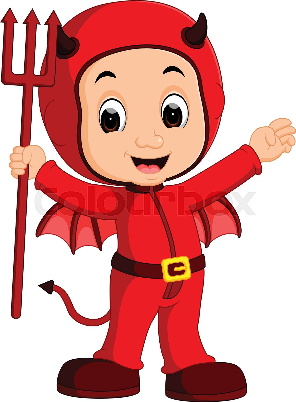 cute devil kids cartoon | Stock vector | Colourbox