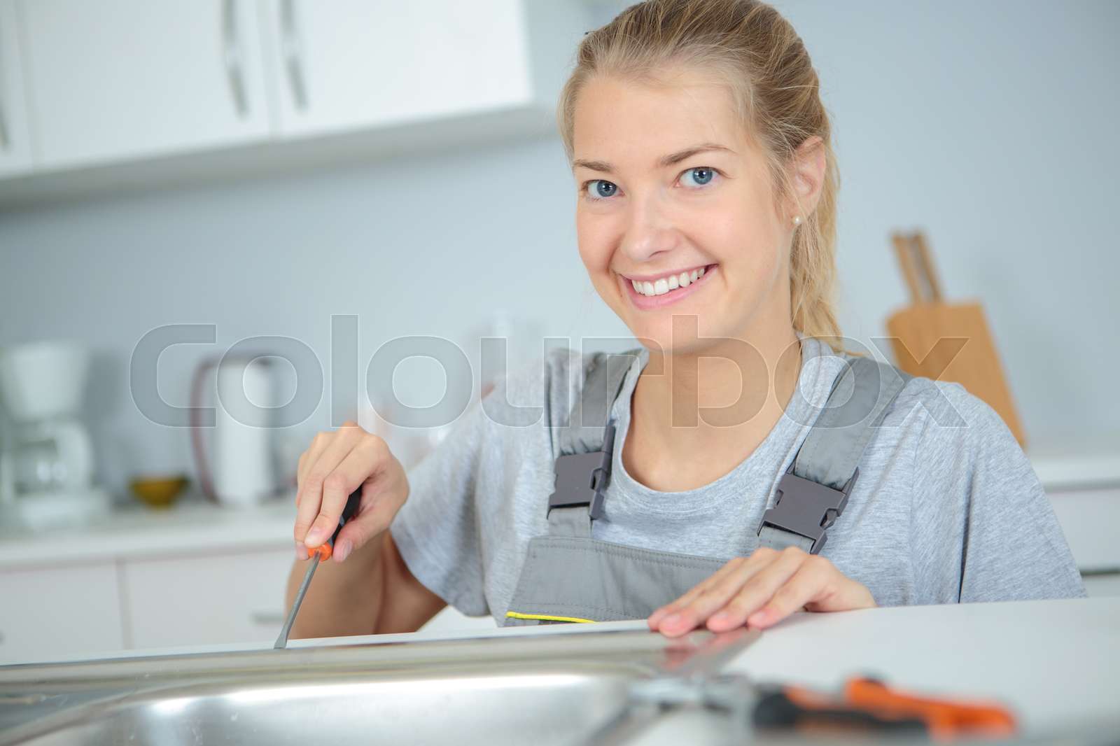 woman plumber posing | Stock image | Colourbox
