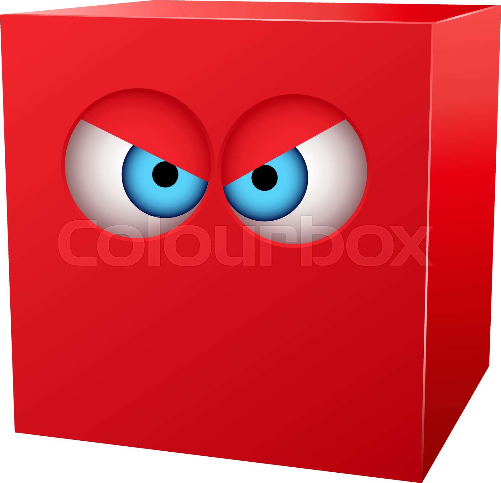 Three-dimensional red cube with eyes. | Stock vector | Colourbox