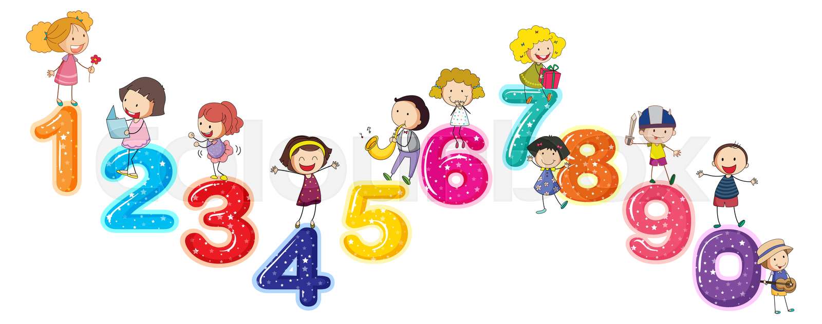 Counting numbers with little kids | Stock vector | Colourbox