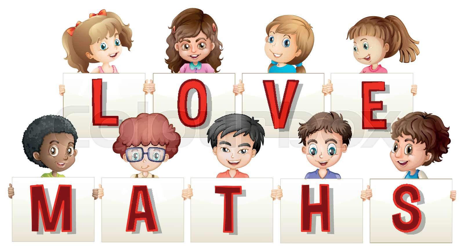 Children holding love maths sign | Stock vector | Colourbox