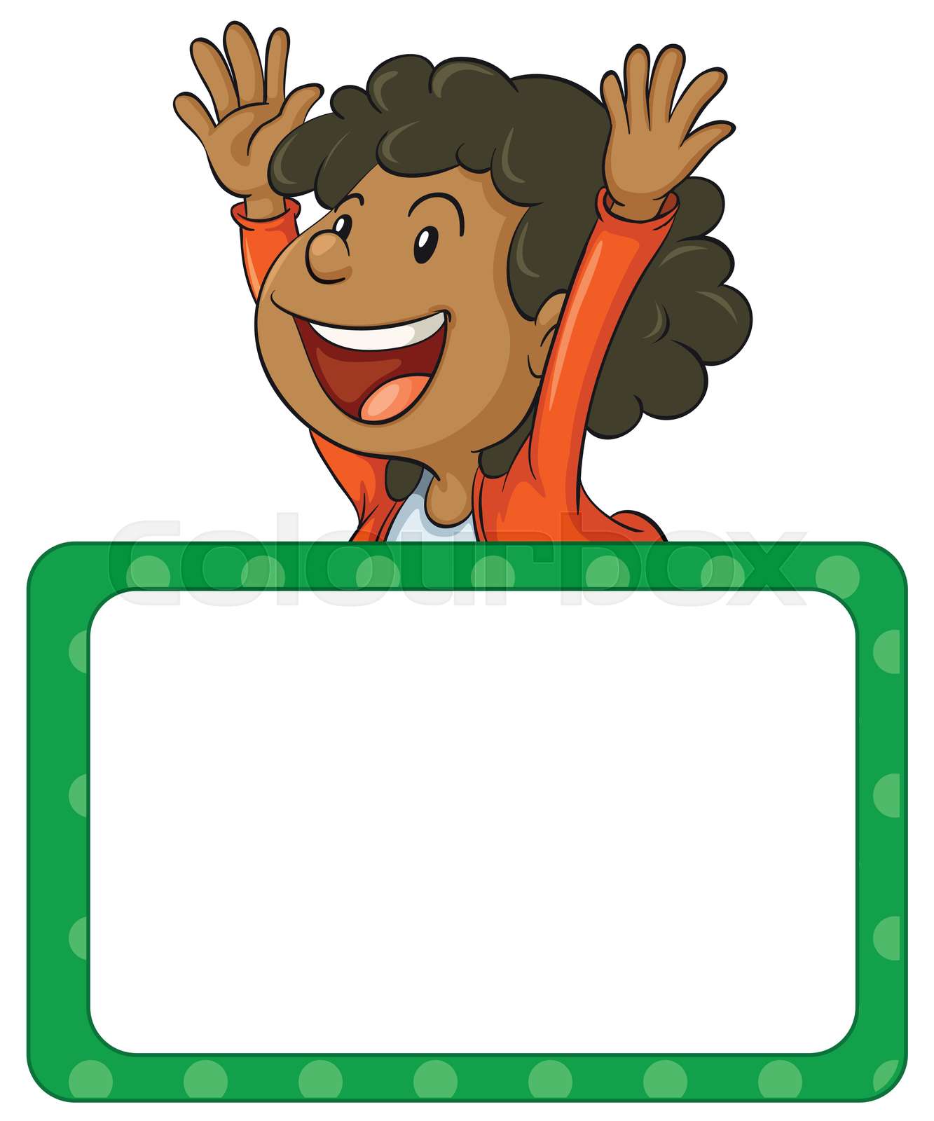 Border template with happy girl | Stock vector | Colourbox