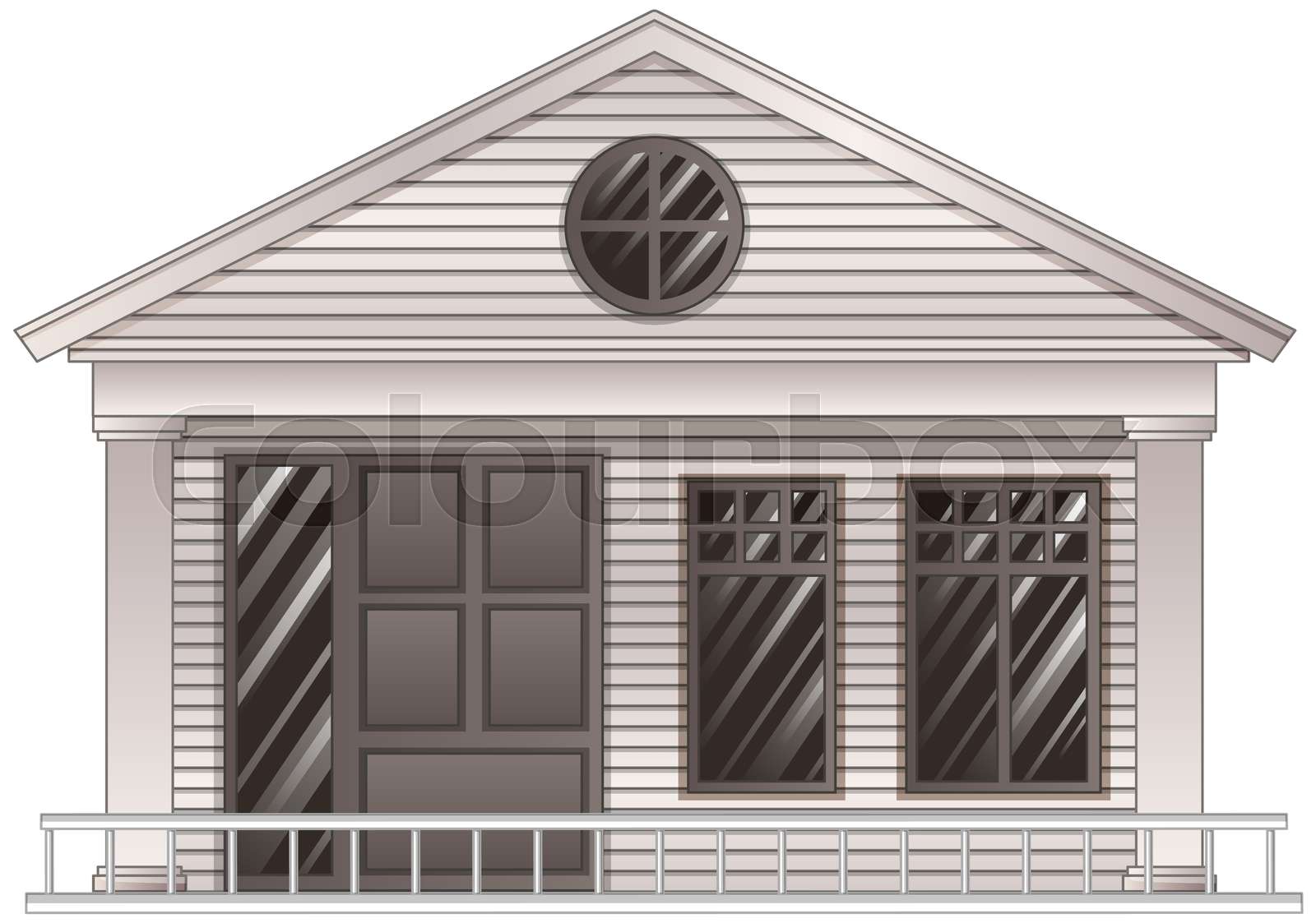 Wooden house in grayscale | Stock vector | Colourbox