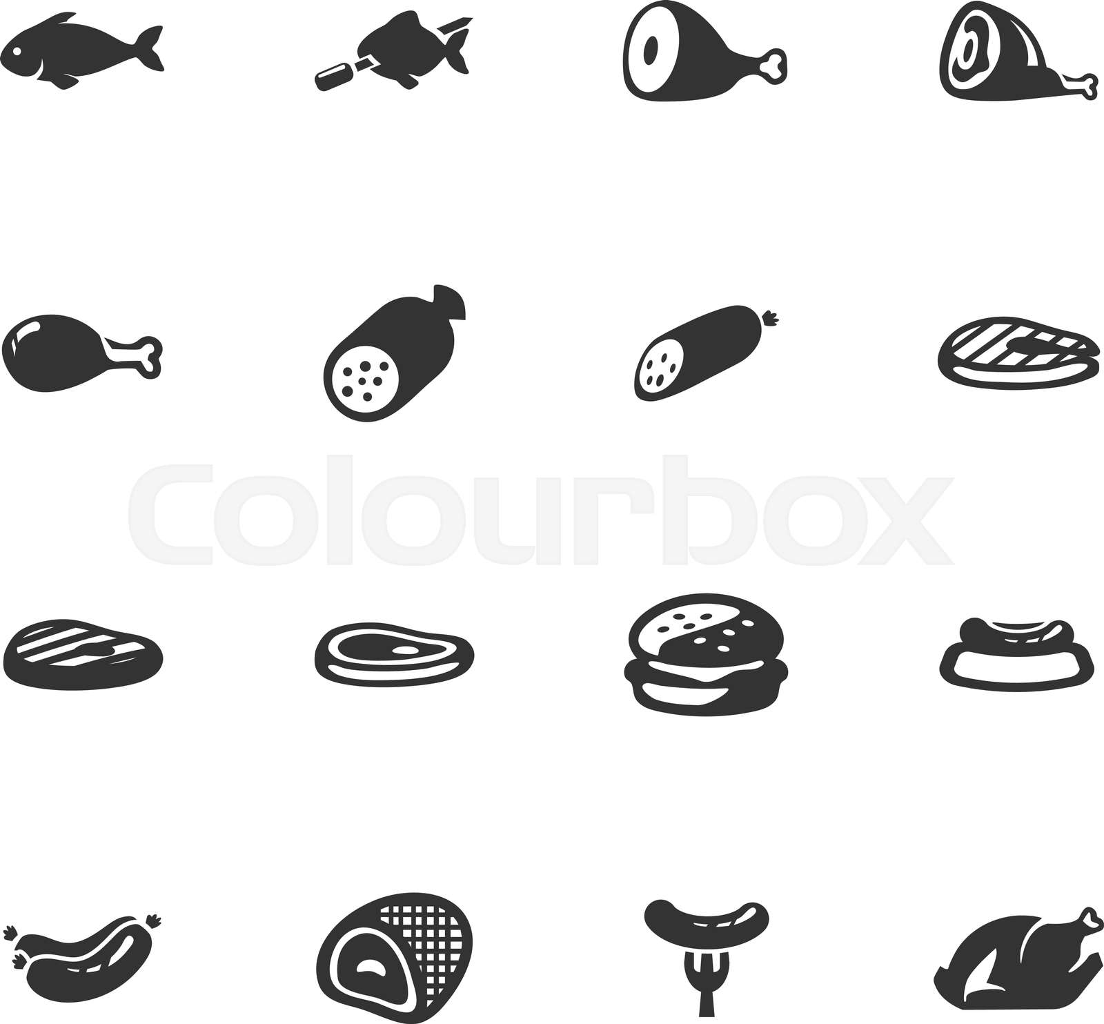 Meat and protein icons set | Stock vector | Colourbox