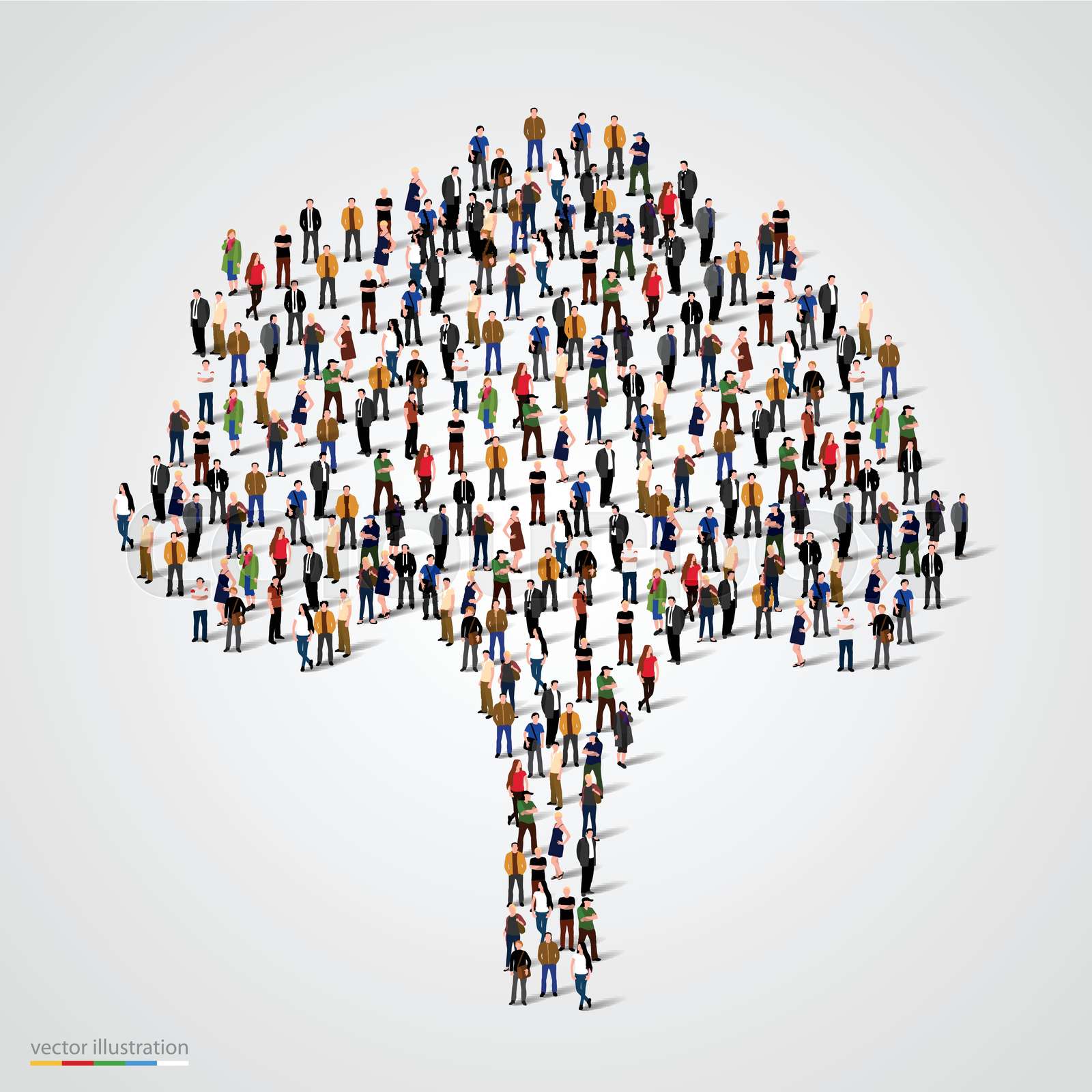 Large tree formed out of people | Stock vector | Colourbox