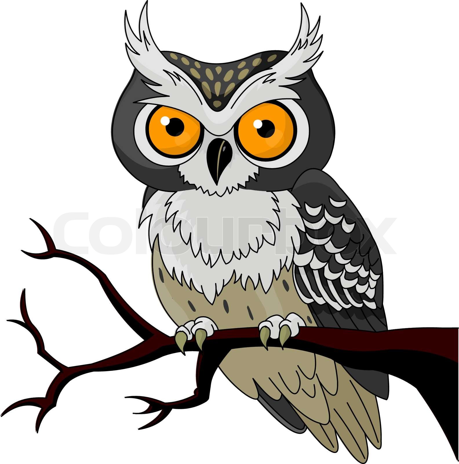 Owl sitting upon a tree branch | Stock vector | Colourbox