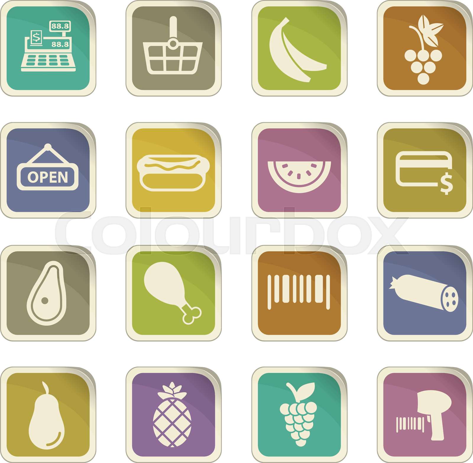 grocery store icon set | Stock vector | Colourbox