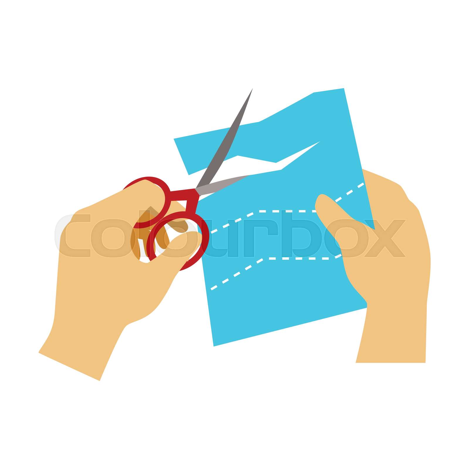 Two Hands Cutting Paper With Scissors For Applique, Elementary School ...