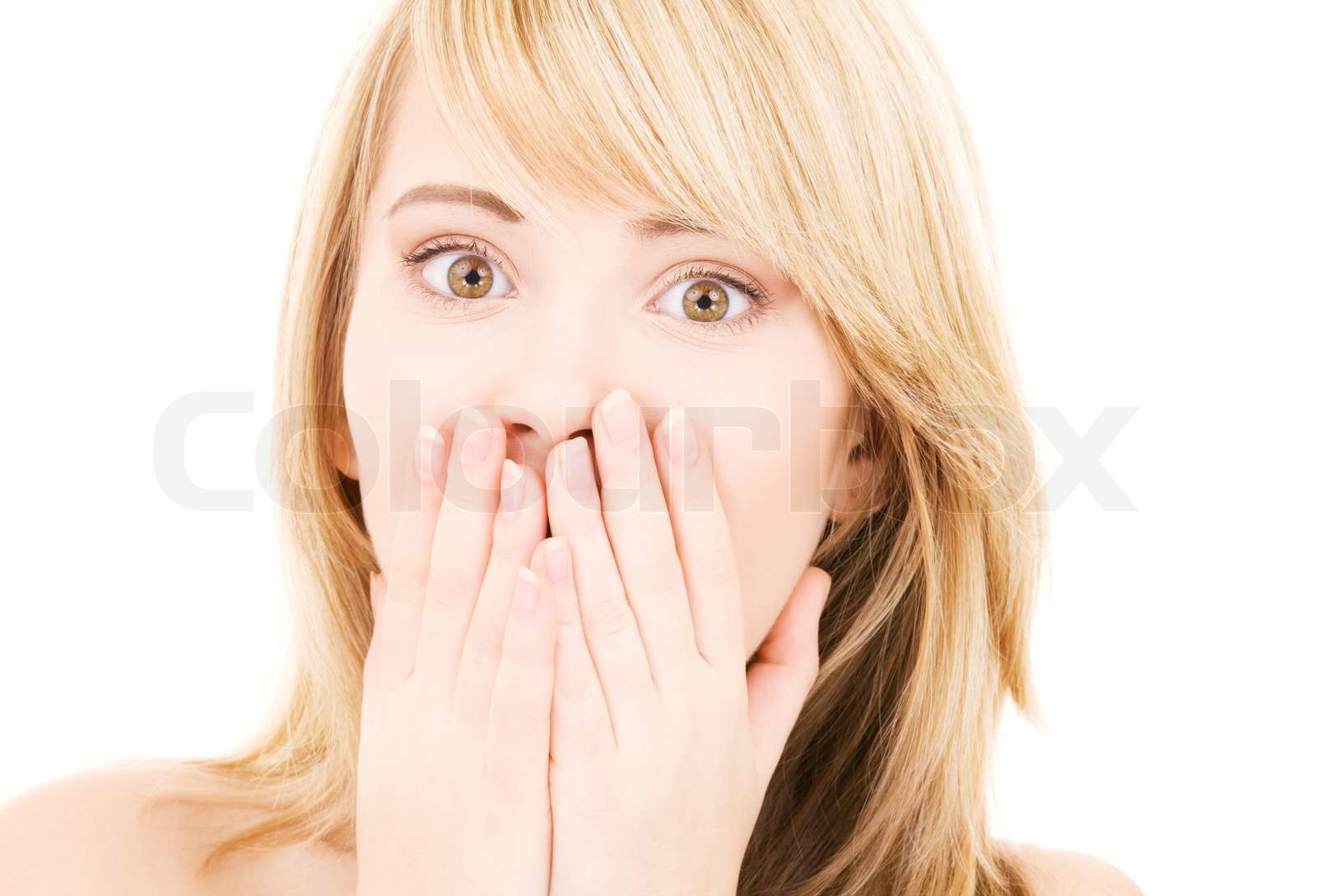 picture of surprised girl face over white | Stock image | Colourbox