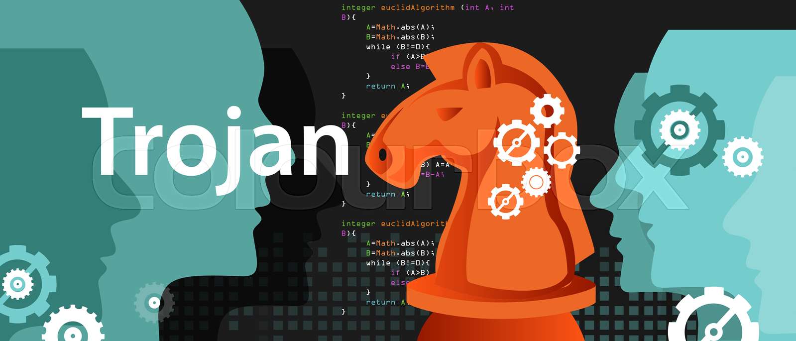 trojan horse virus mal-ware cyber security attack infection | Stock ...