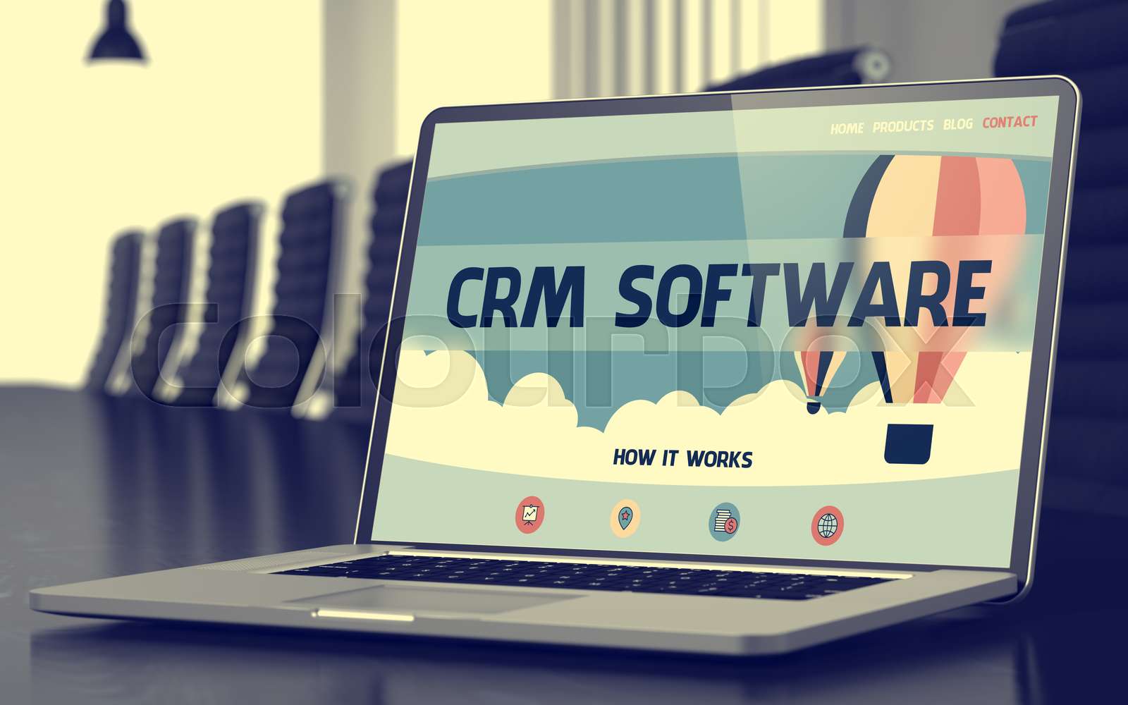 Crm Software - on Laptop Screen. Closeup. 3d. | Stock image | Colourbox