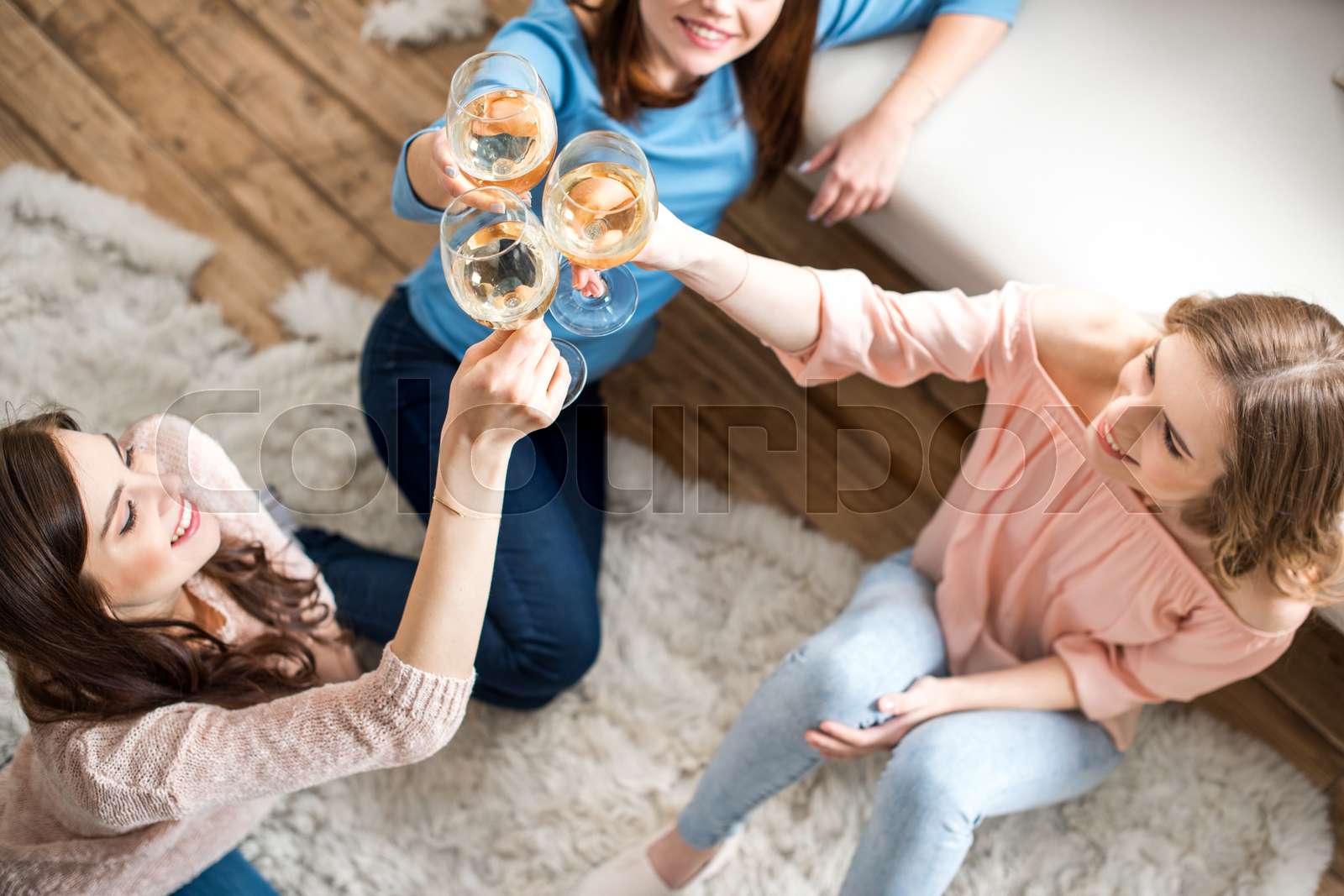 Women cheering with wine | Stock image | Colourbox