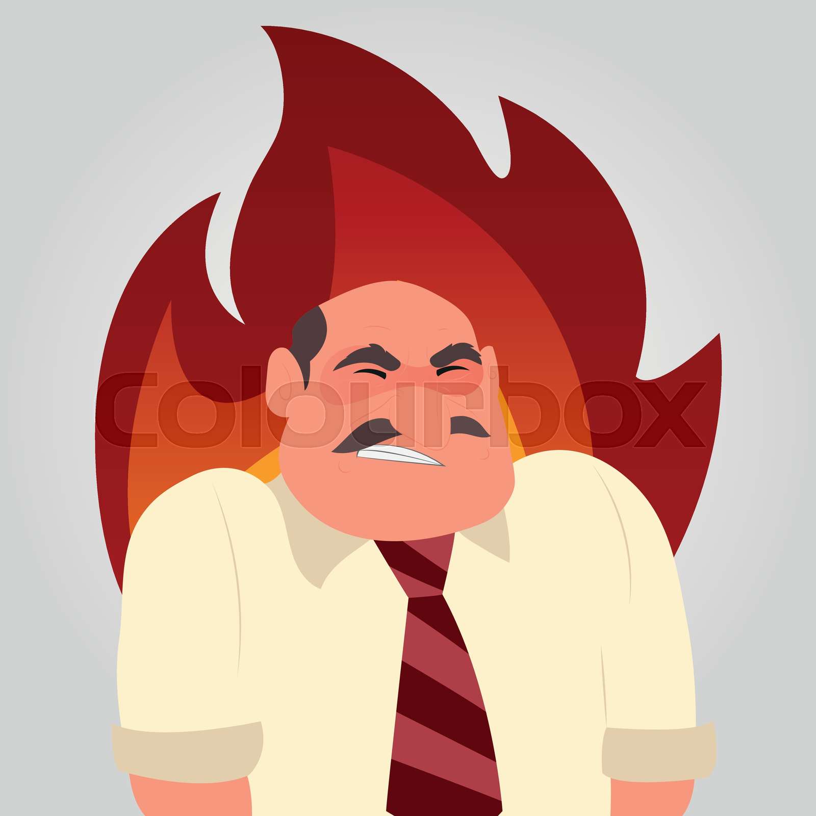 An angry worker with a flame on his back | Stock vector | Colourbox