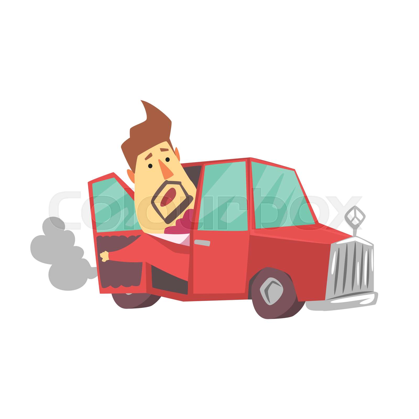 Millionaire Rich Man With Expensive Car Broken,Funny Cartoon Character ...