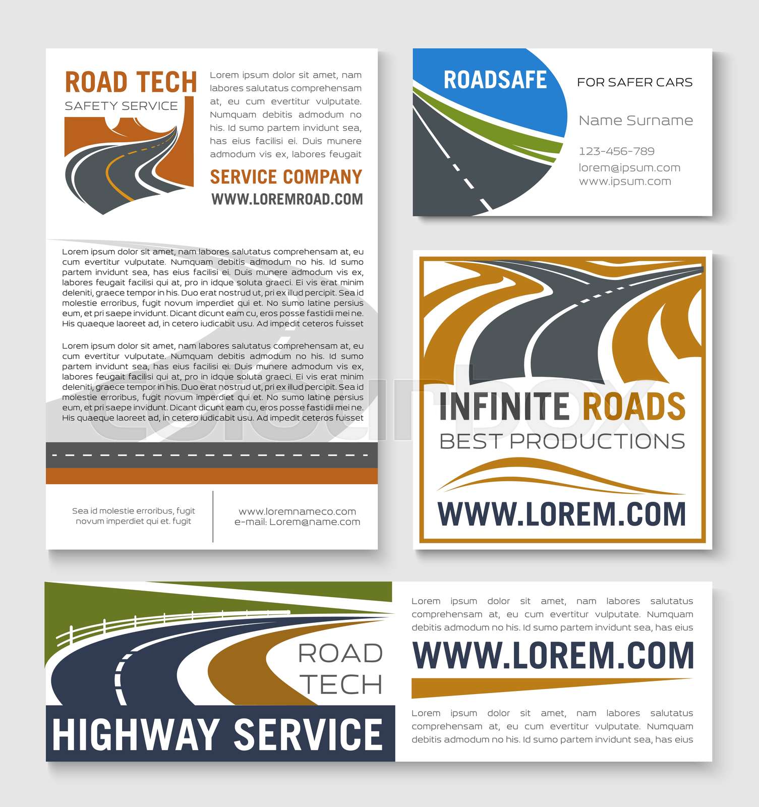Highway road construction banner template | Stock vector | Colourbox