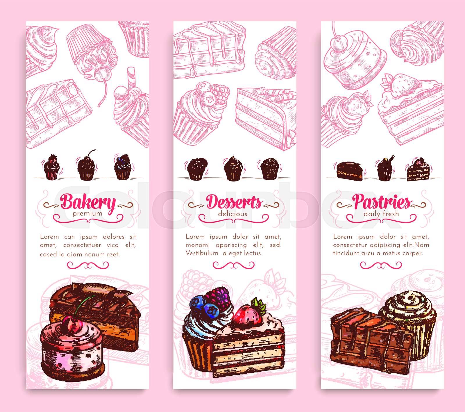 Cake desserts banner for bakery and pastry design | Stock vector ...