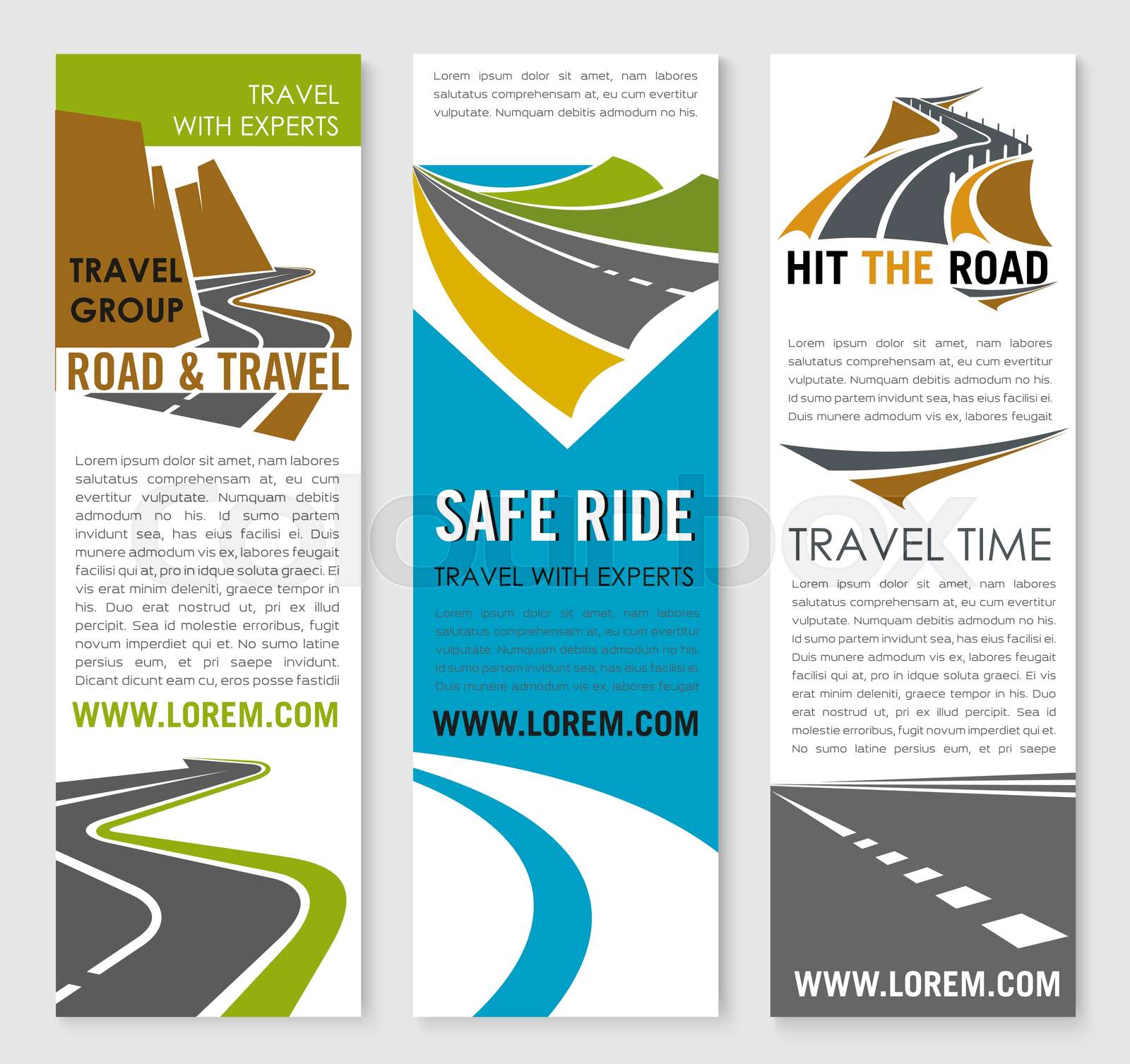 Road trip and travel banner template set design | Stock vector | Colourbox