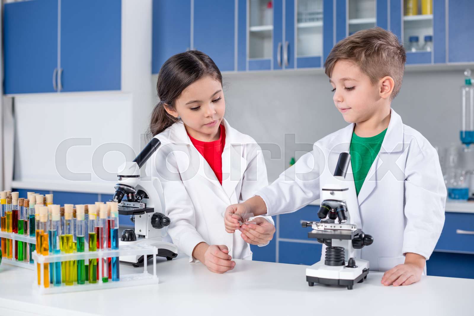 Kids in chemical laboratory | Stock image | Colourbox