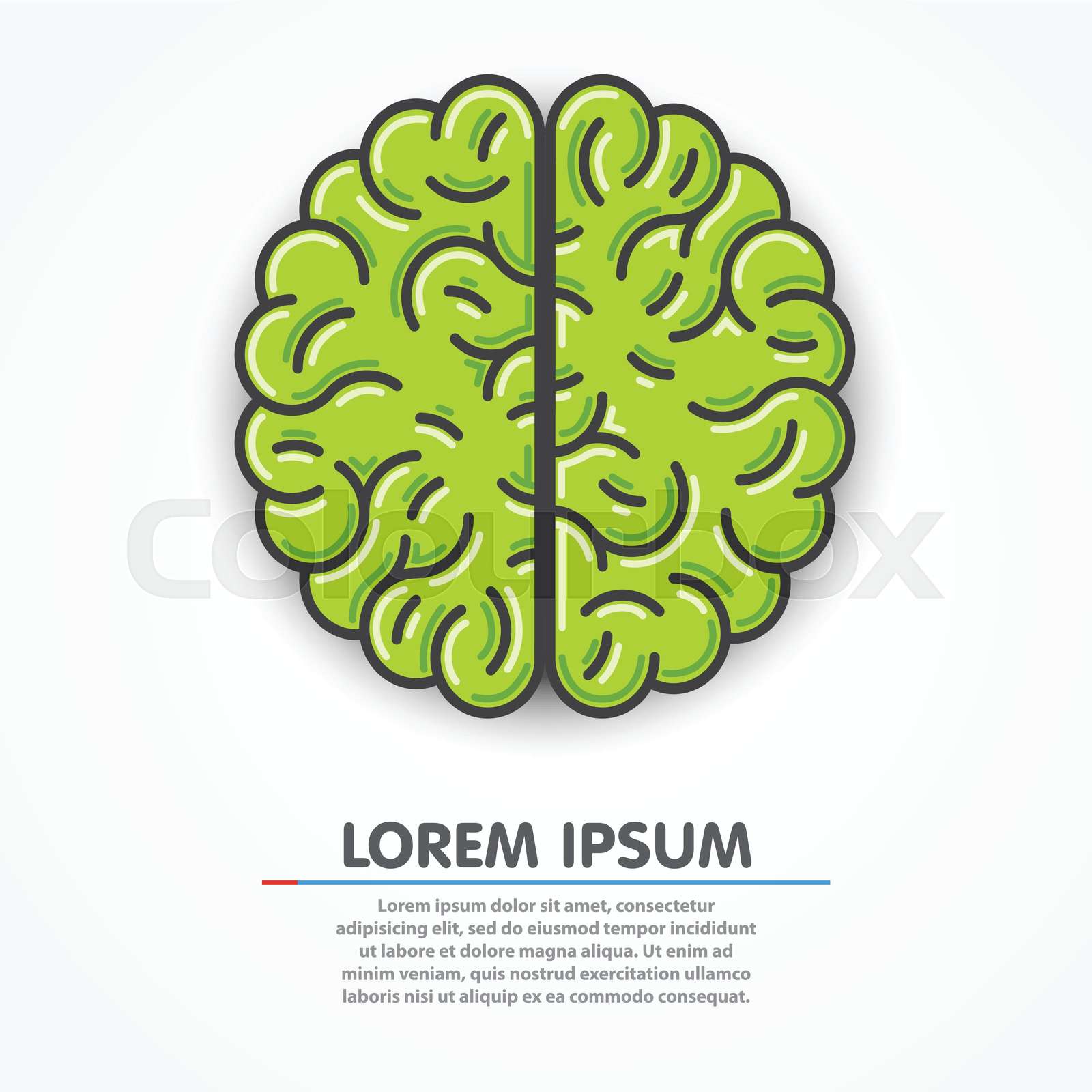 Cartoon green brain sign. Clean vector | Stock vector | Colourbox