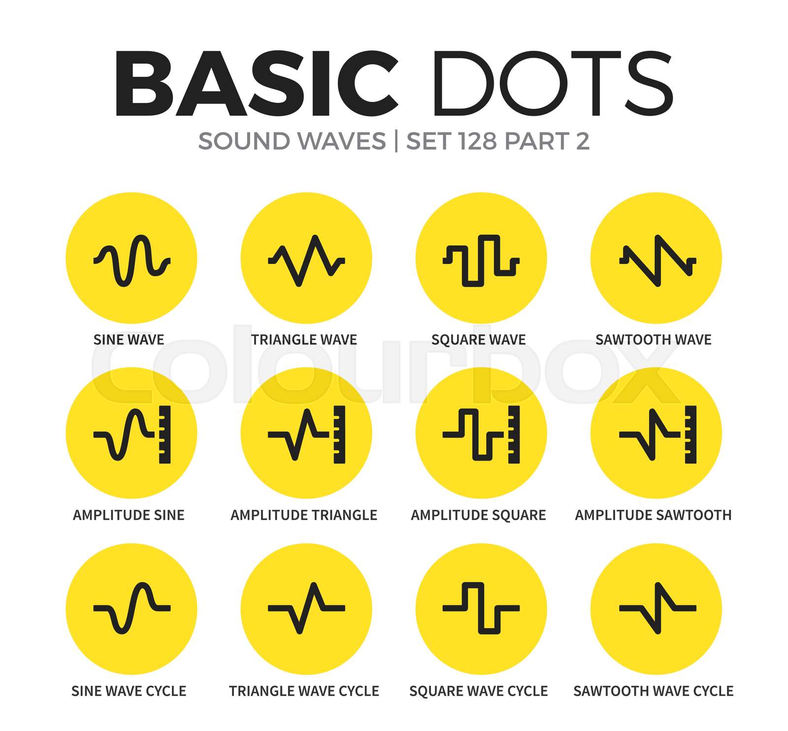 Sound waves flat icons vector set | Stock vector | Colourbox