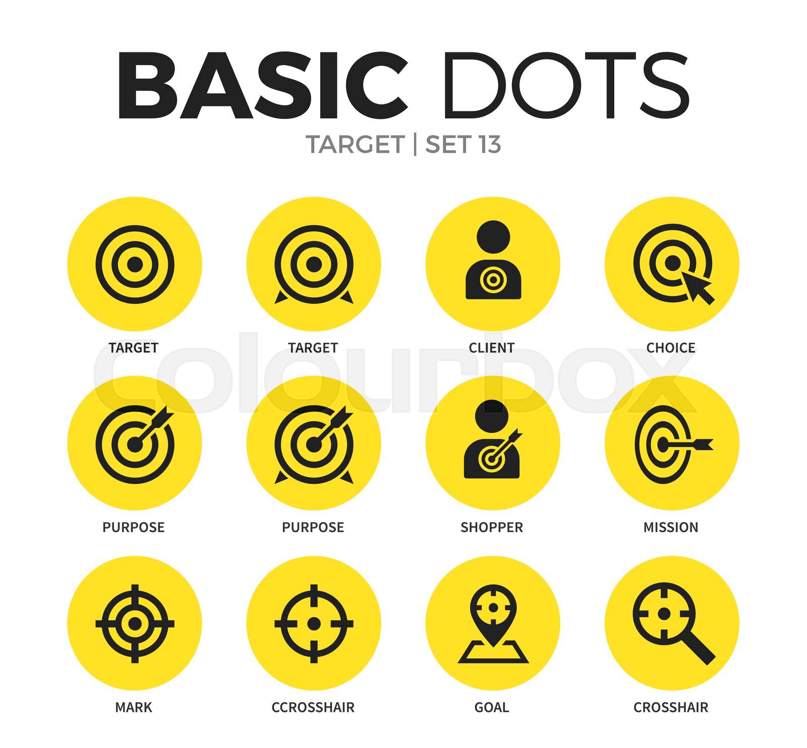 Target flat icons vector set | Stock vector | Colourbox