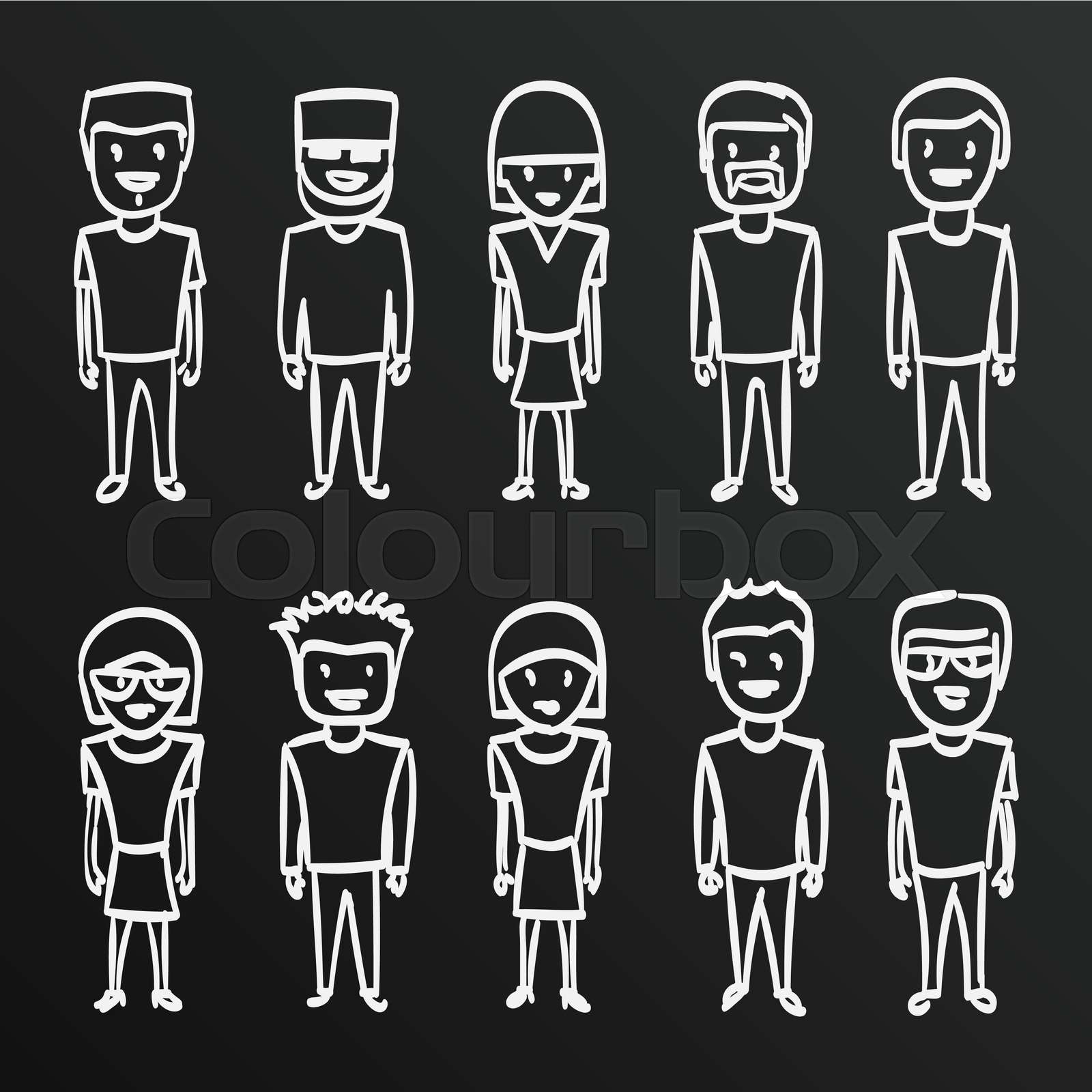 Chalkboard sketch people sing, boy, family, Vector illustration | Stock ...