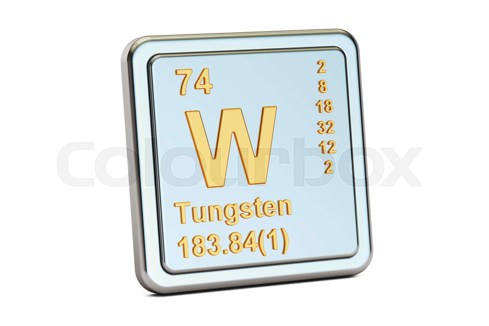 Tungsten W, wolfram chemical element sign. 3D rendering | Stock image ...