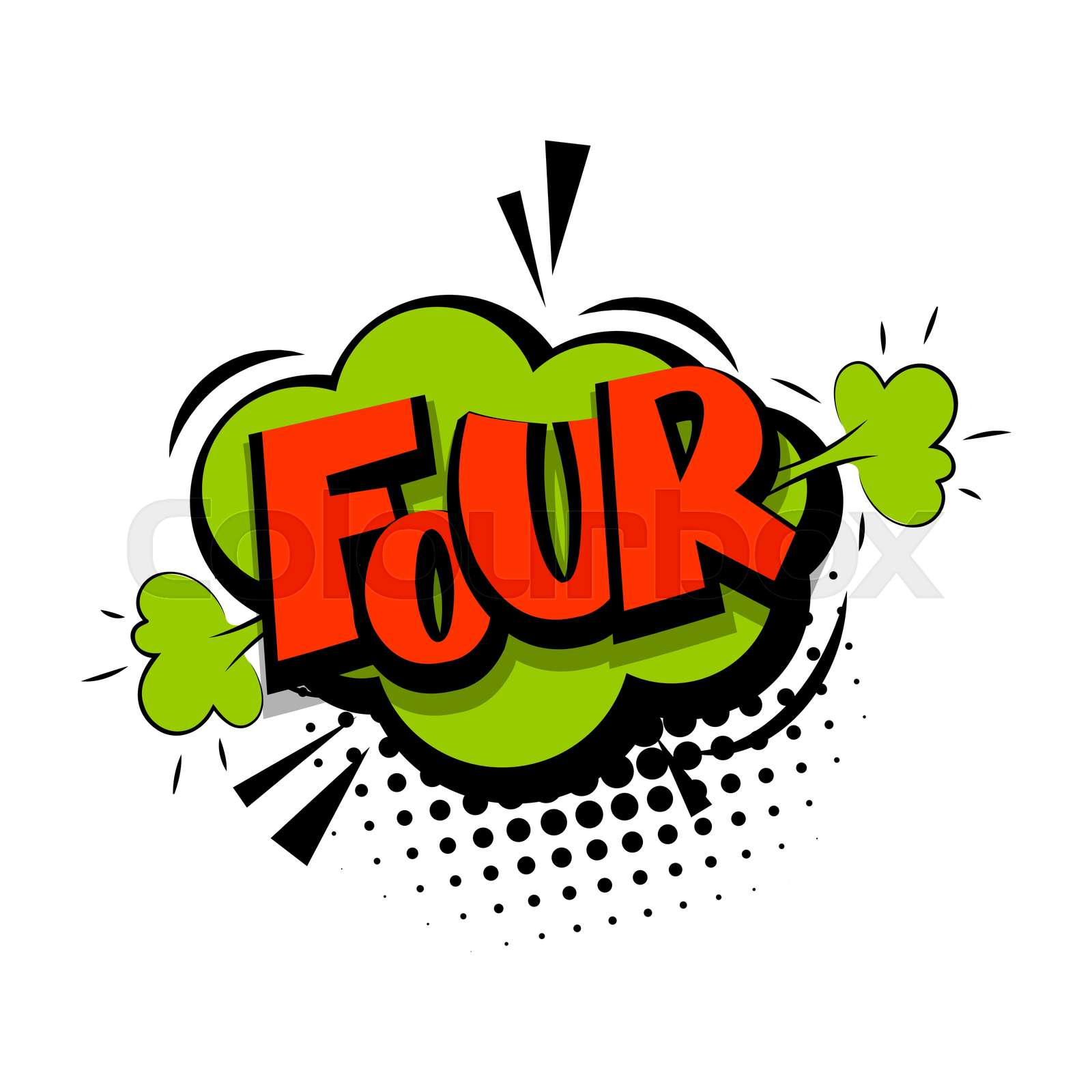 Colored comic text numbers four | Stock vector | Colourbox