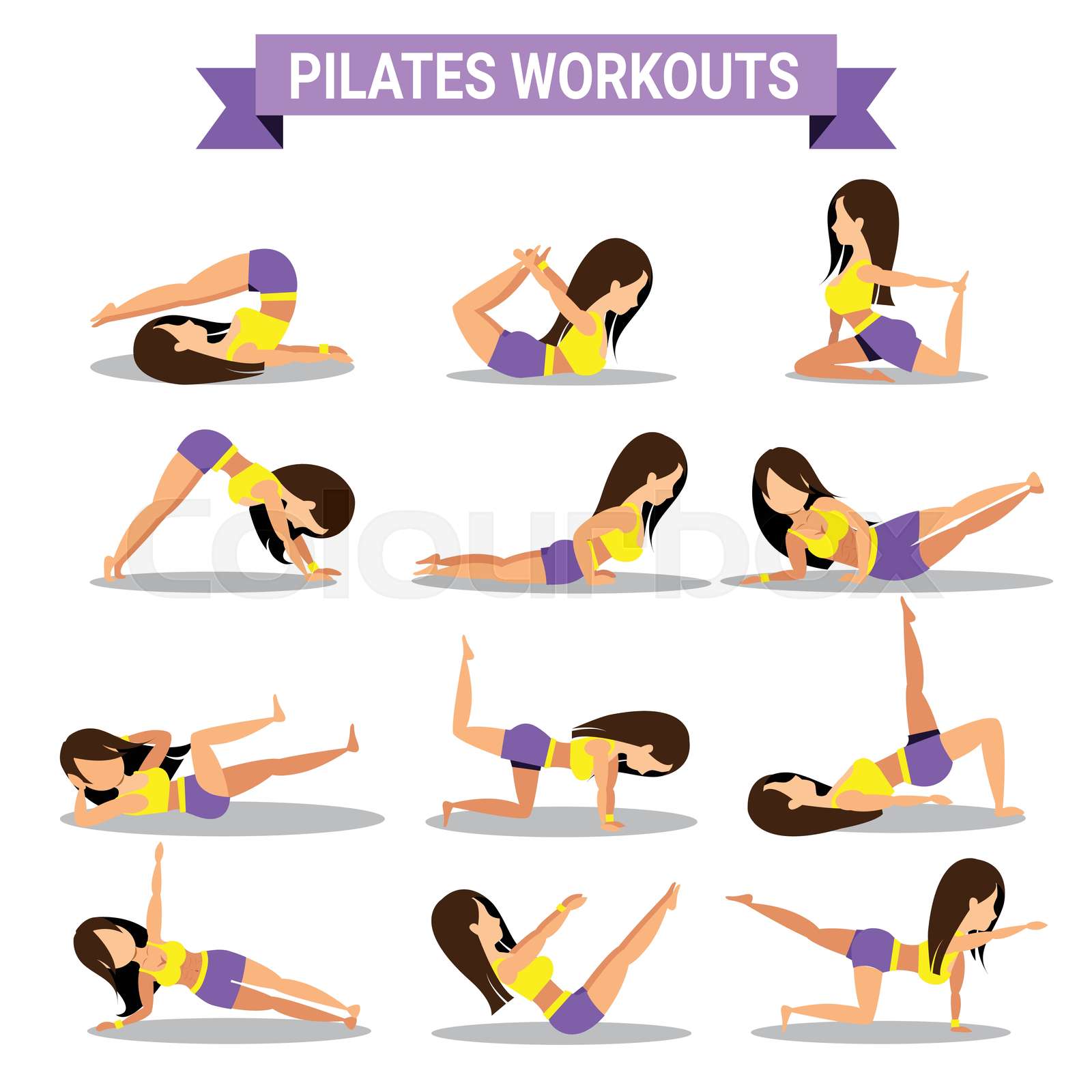 Set of pilates workouts design | Stock vector | Colourbox