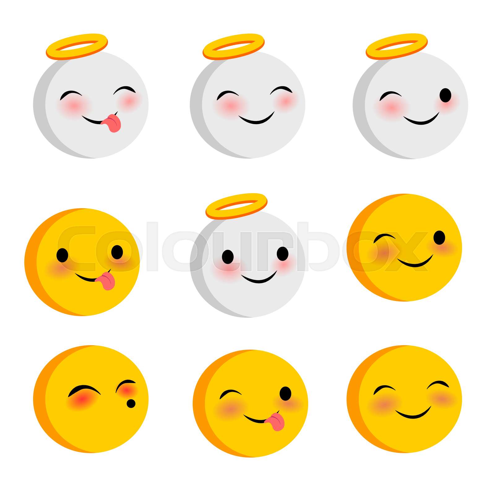Emotional positive faces angel smiles set | Stock vector | Colourbox